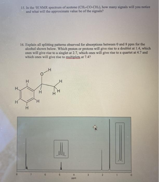 Solved 15. In the 'H NMR spectrum of acetone (CH-CO-CH), how | Chegg.com
