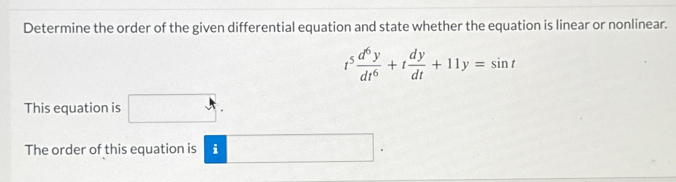Solved Determine the order of the given differential | Chegg.com