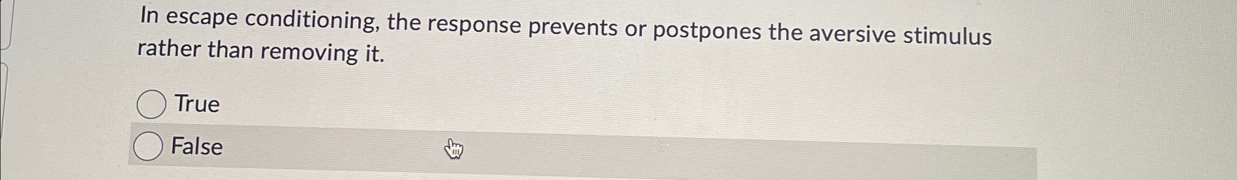 Solved In escape conditioning, the response prevents or | Chegg.com