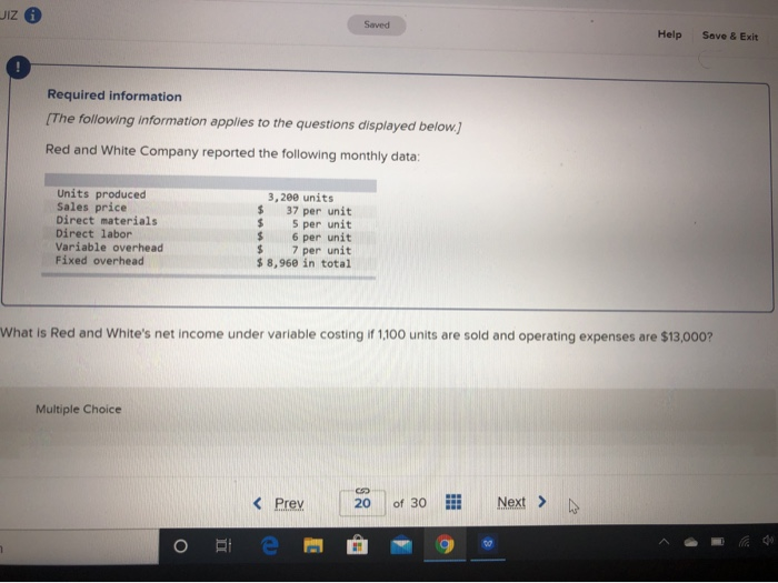 Solved JIZ Saved Help Save & Exit Required information The | Chegg.com