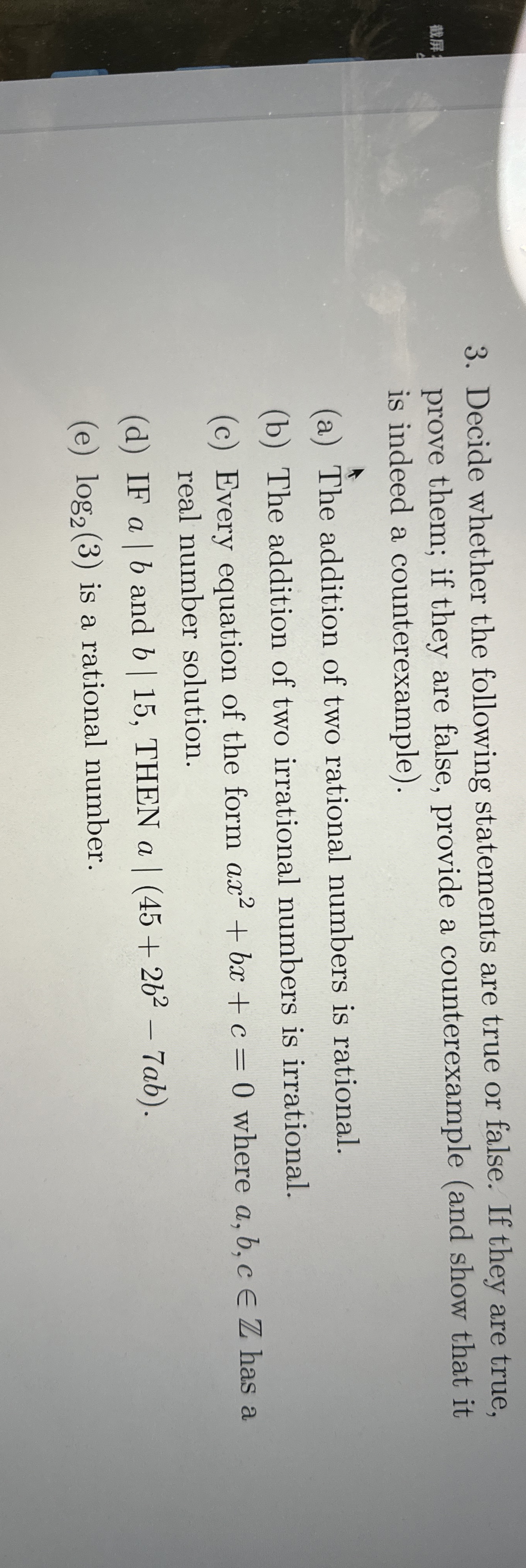 Solved Decide whether the following statements are true or | Chegg.com