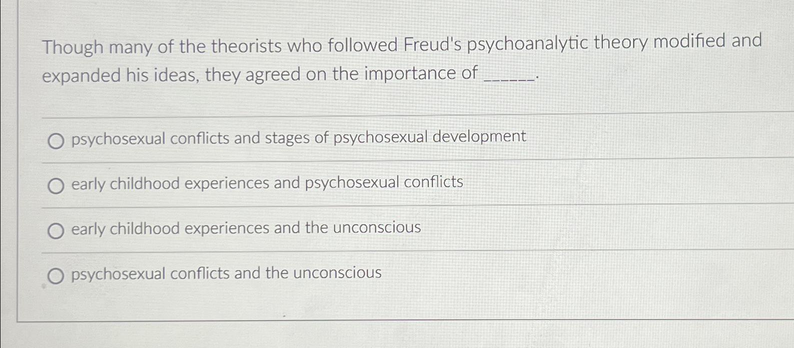 Solved Though many of the theorists who followed Freud's | Chegg.com