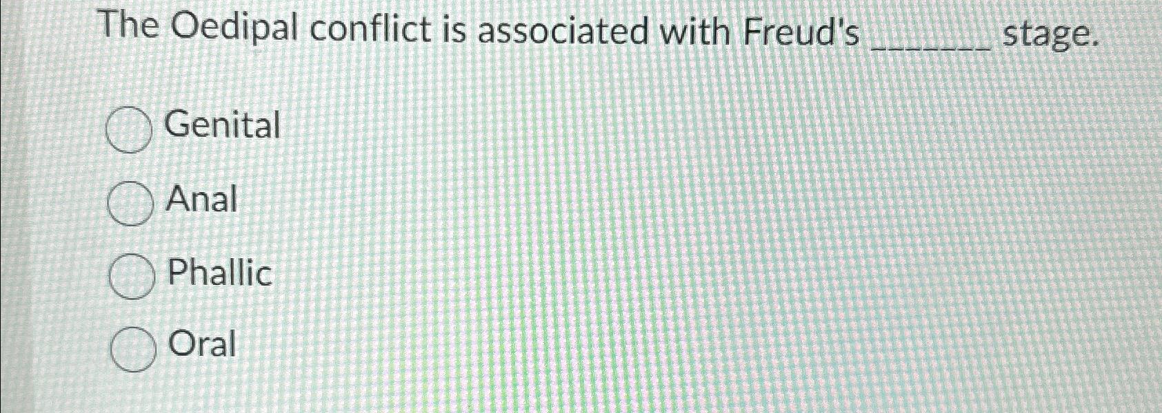 Solved The Oedipal conflict is associated with Freud's | Chegg.com