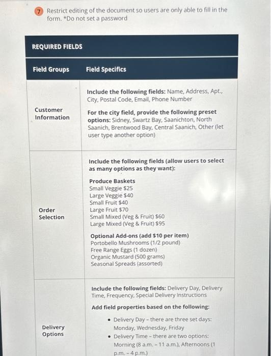 Solved Restrict editing of the document so users are only | Chegg.com