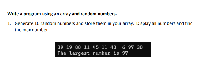 Solved Write a program in C++ ﻿using an ﻿array and random | Chegg.com