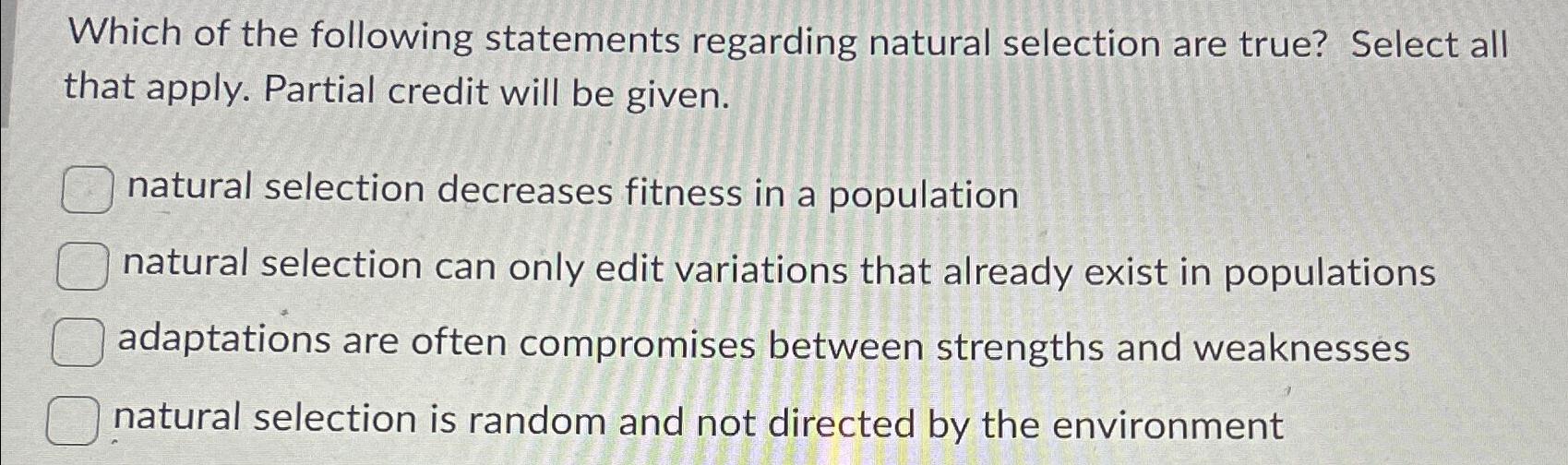 Solved Which of the following statements regarding natural | Chegg.com