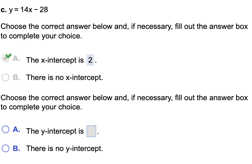 Solved c. y=14x-28Choose the correct answer below and, if | Chegg.com