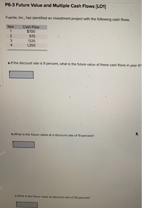 Solved P6-3 Future Value and Multiple Cash Flows (L01) | Chegg.com