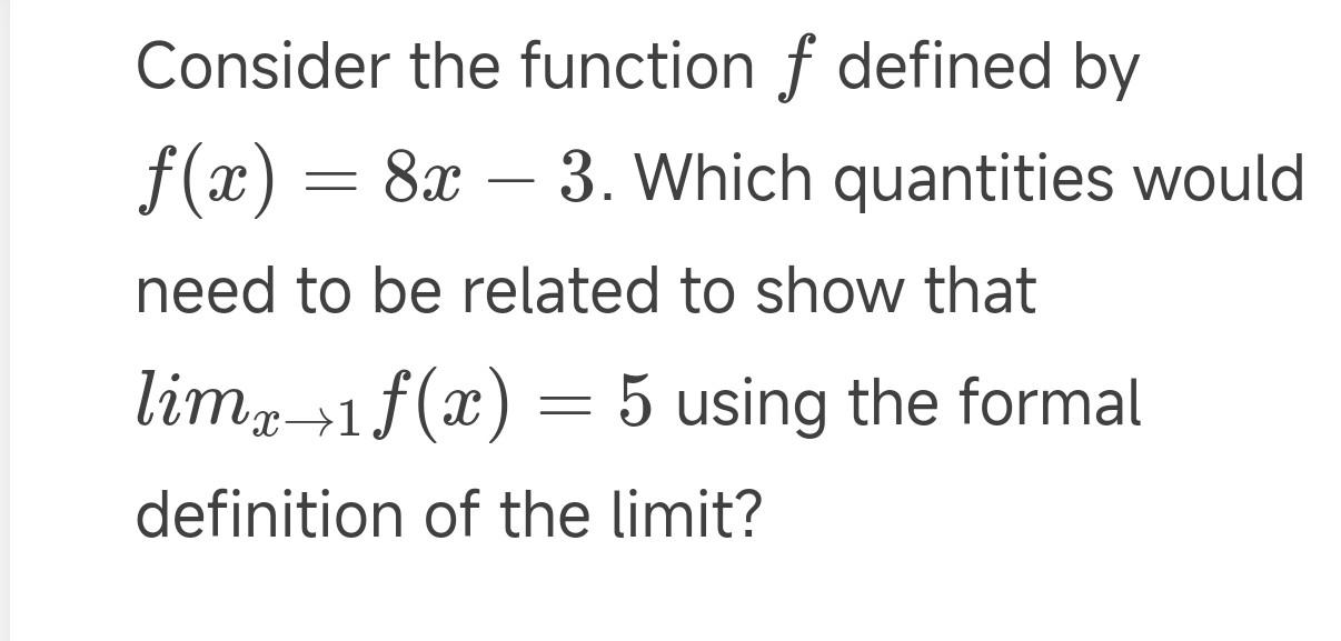 Solved Consider the function f defined by f(x)=8x−3. Which | Chegg.com