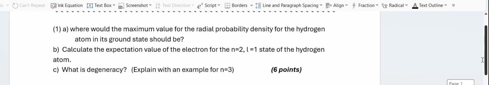 Solved (1) ﻿a) ﻿where would the maximum value for the radial | Chegg.com