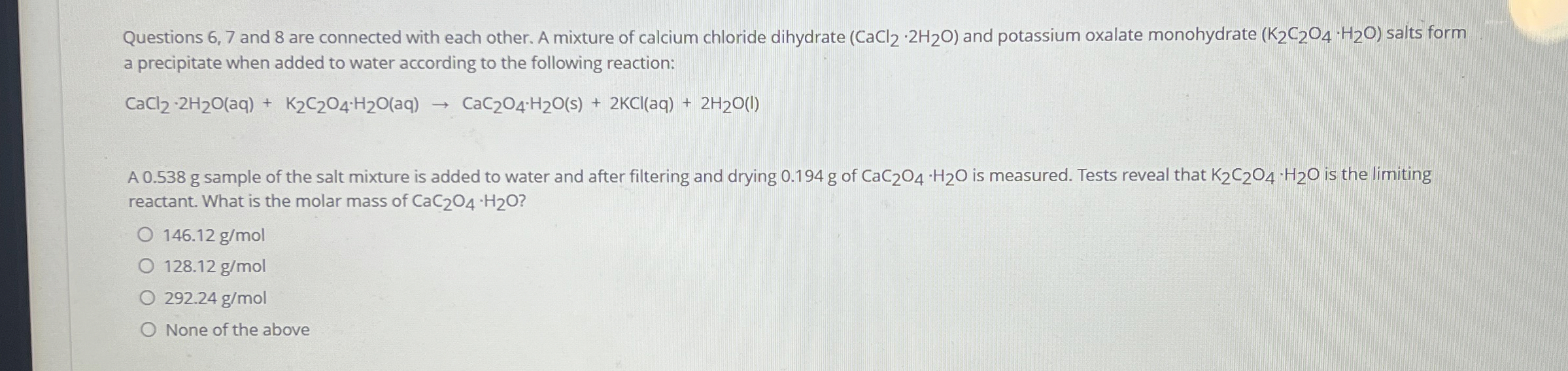 Solved Questions 6,7 ﻿and 8 ﻿are connected with each other. | Chegg.com