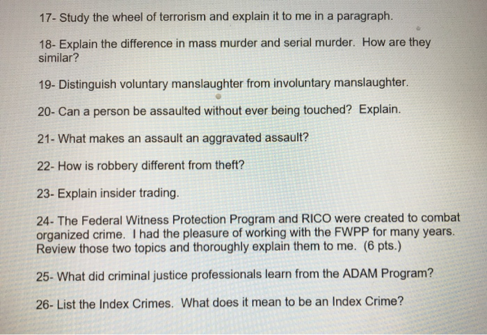 Solved 17- Study the wheel of terrorism and explain it to me | Chegg.com