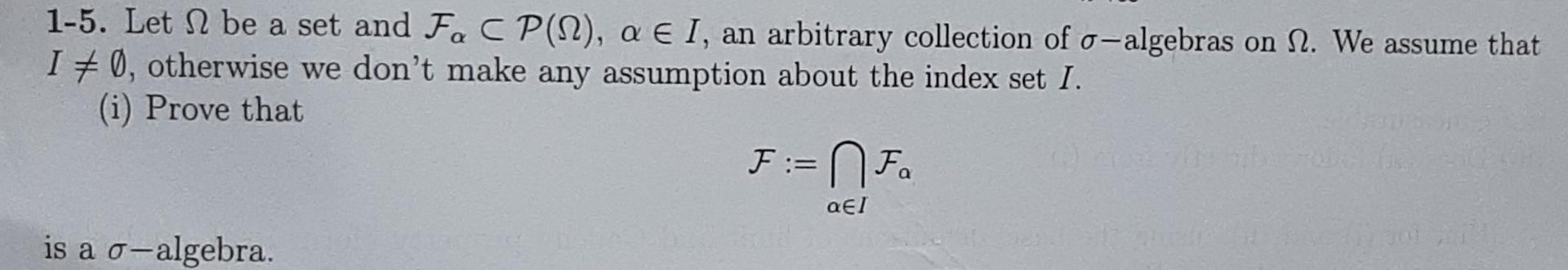 1-5. Let \\( \\Omega \\) be a set and \\( | Chegg.com
