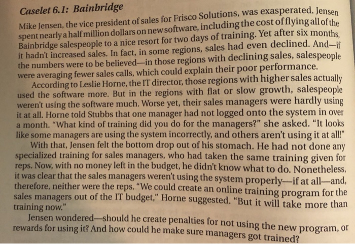 Solved Caselet 6.1: Bainbridge Mike Jensen, the vice | Chegg.com