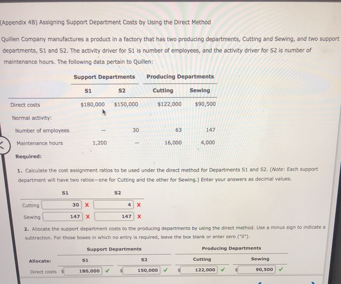 Solved Appendix 4B) Assigning Support Department Costs by | Chegg.com