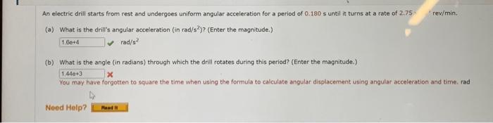 Solved An electric drill starts from rest and undergoes | Chegg.com