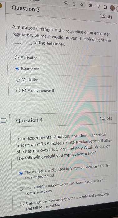 Solved A mutation (change) in the sequence of an enhancer | Chegg.com