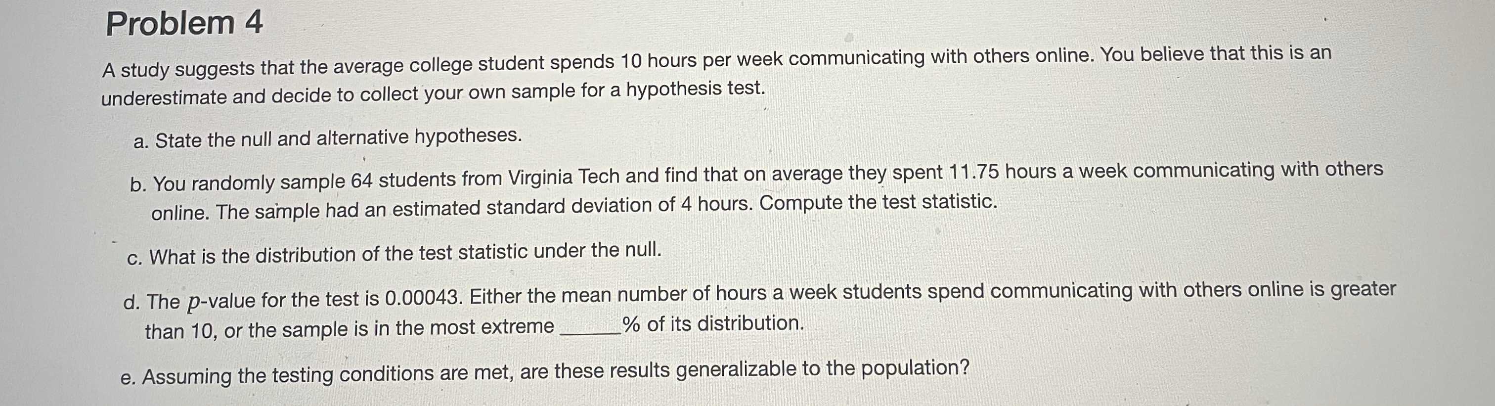 Solved Problem 4A study suggests that the average college | Chegg.com