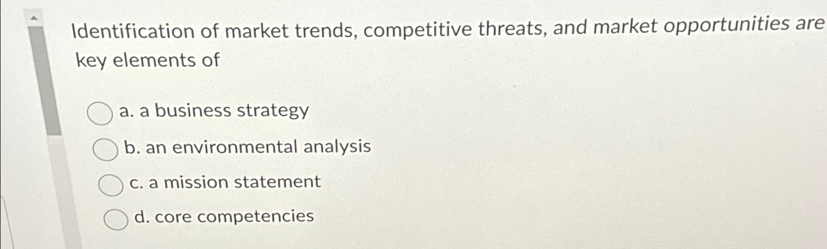 Solved Identification of market trends, competitive threats, | Chegg.com