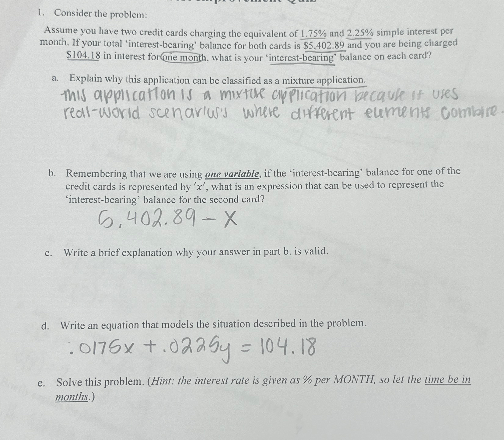Solved Consider the problem:Assume you have two credit cards | Chegg.com