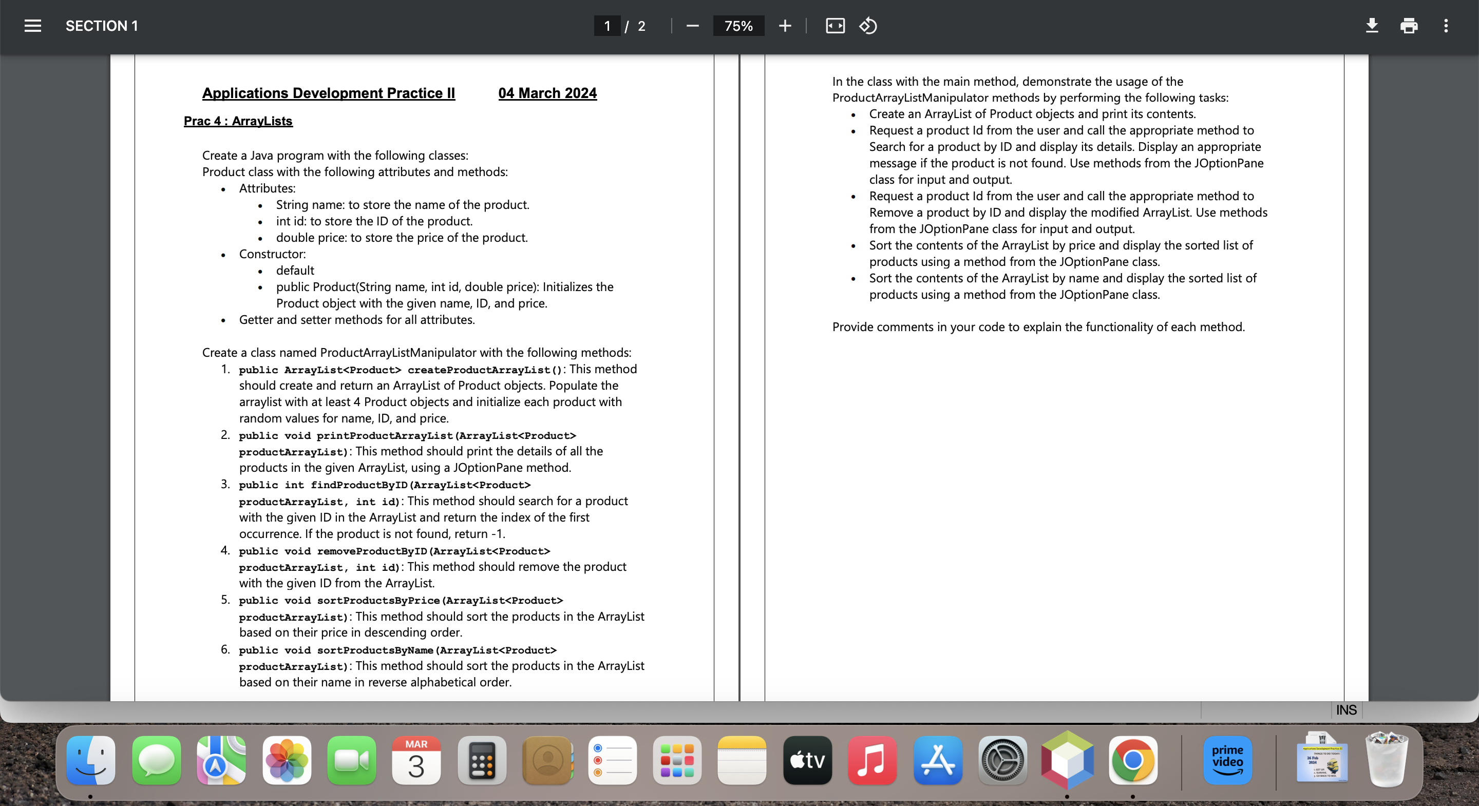 Applications Development Practice II04 ﻿March | Chegg.com