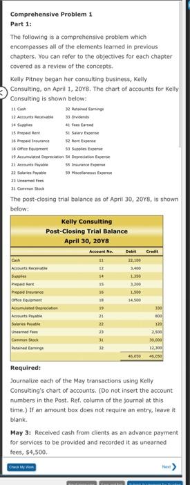Solved Comprehensive Problem 1 Part 1: The following is a | Chegg.com