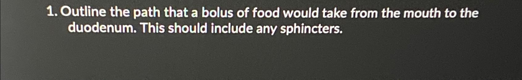 Solved What does this mean...Outline the path that a bolus | Chegg.com