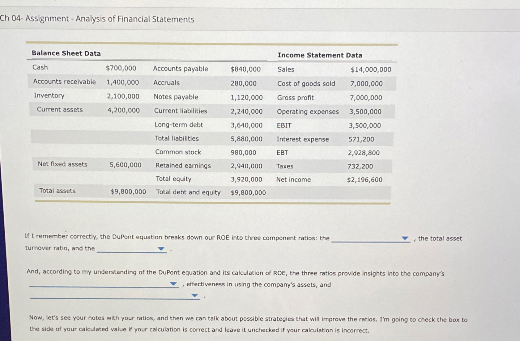 Solved Ch 04- ﻿Assignment - ﻿Analysis of Financial | Chegg.com