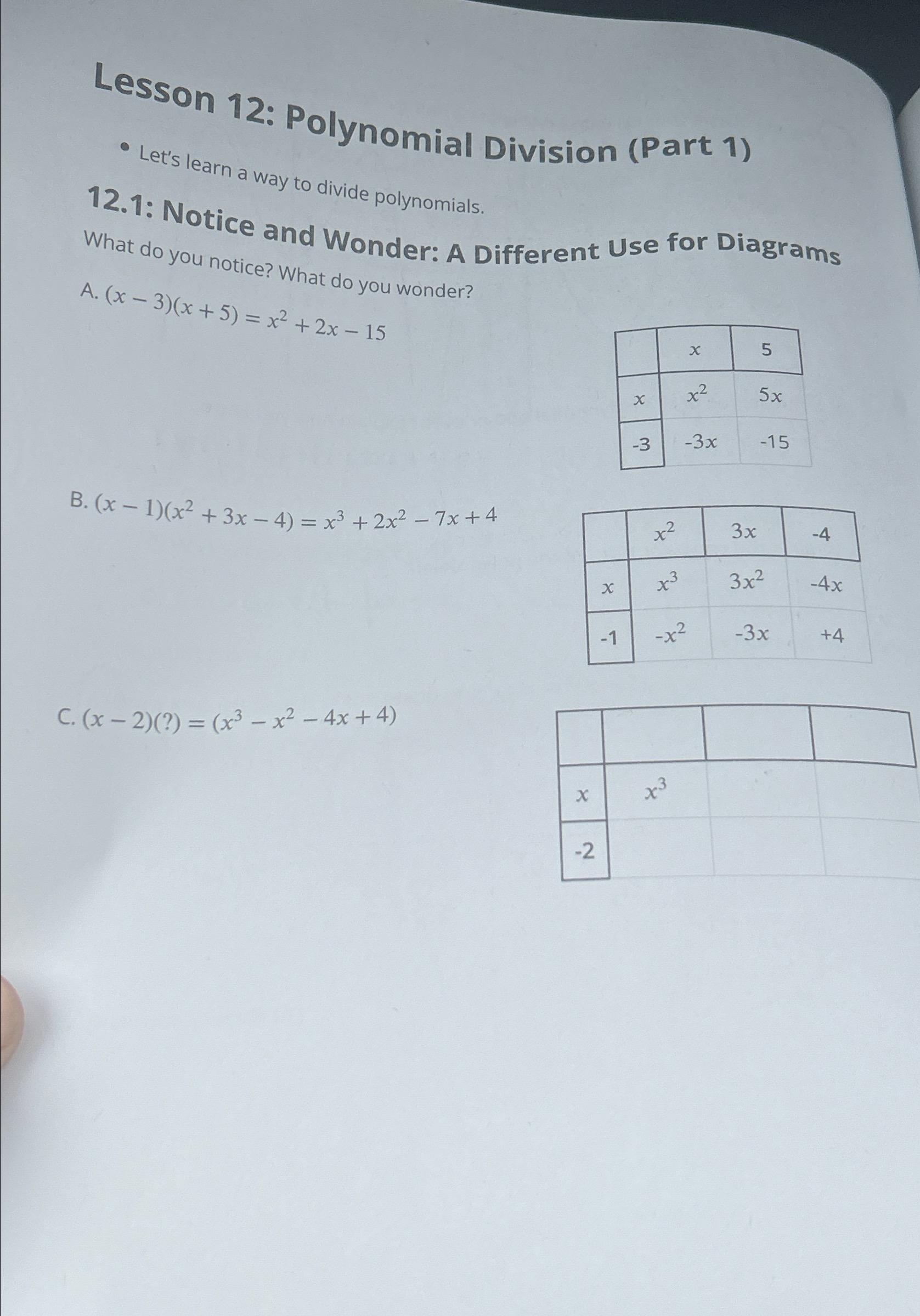Solved Lesson 12: Polynomial Division (Part 1)Let's learn a | Chegg.com