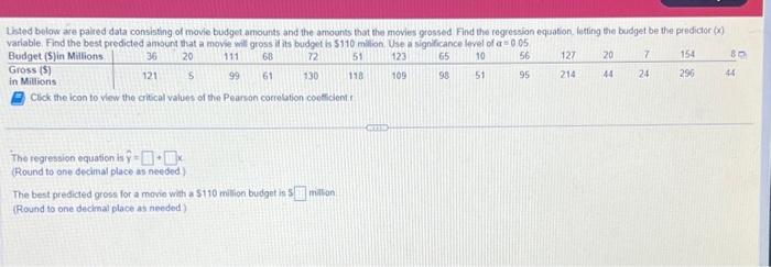 variable. Find the best predicted amount that a movie | Chegg.com