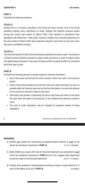 QUESTION 4 (10 marks) PART A Consider the following | Chegg.com