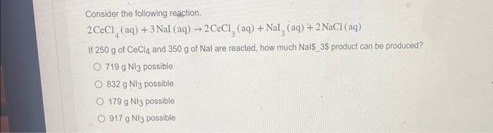 Solved Consider the following reaction. | Chegg.com