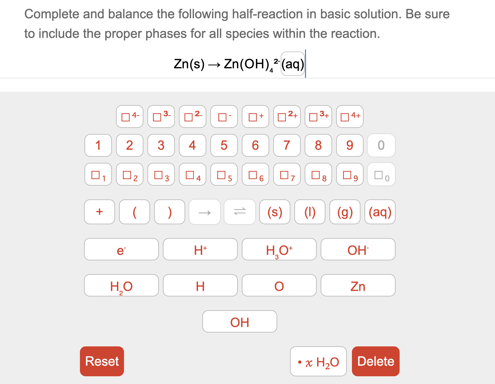 Solved Complete and balance the following half-reaction in | Chegg.com