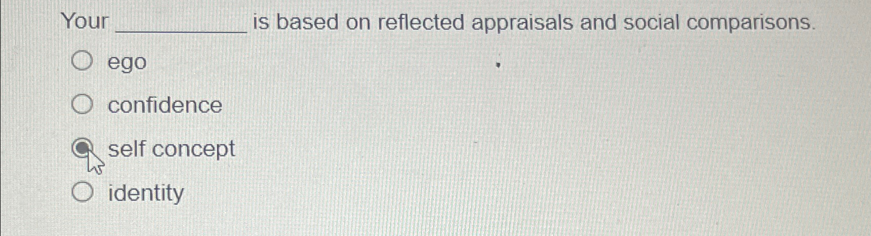 Solved Your is based on reflected appraisals and social | Chegg.com