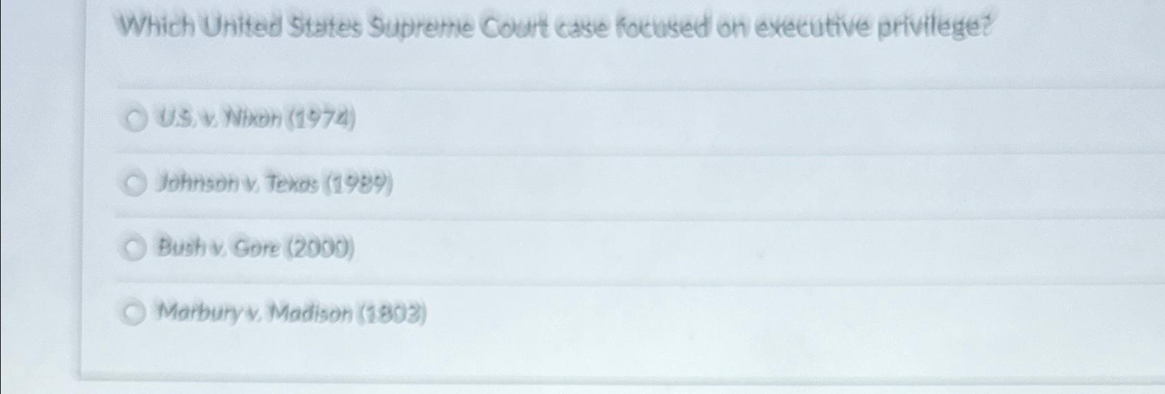 Solved Which United States Supreme Court case focused on | Chegg.com
