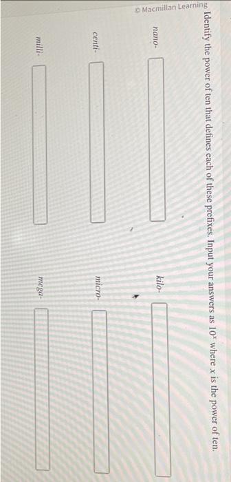 Solved Identify the power of ten that defines each of these | Chegg.com