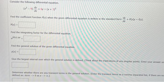 Solved Consider the following differential equation. | Chegg.com