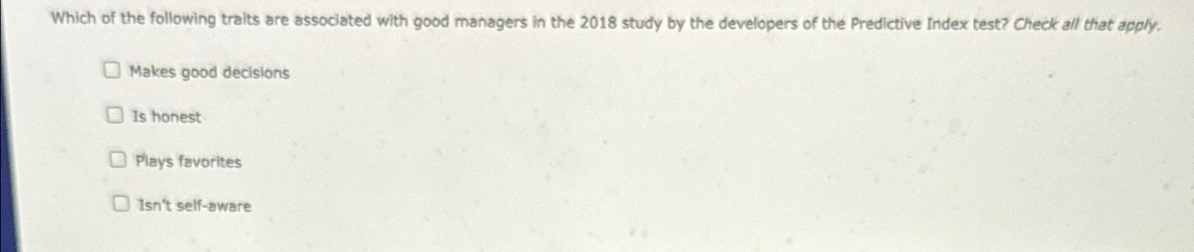 Solved Which of the following traits are associated with | Chegg.com