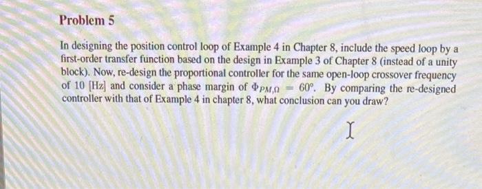 Solved In designing the position control loop of Example 4 | Chegg.com