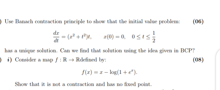 Solved ) Use Banach contraction principle to show that the | Chegg.com