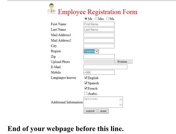 Solved le Employee Registration Form Eastern Mr. Mrs. OMs. | Chegg.com