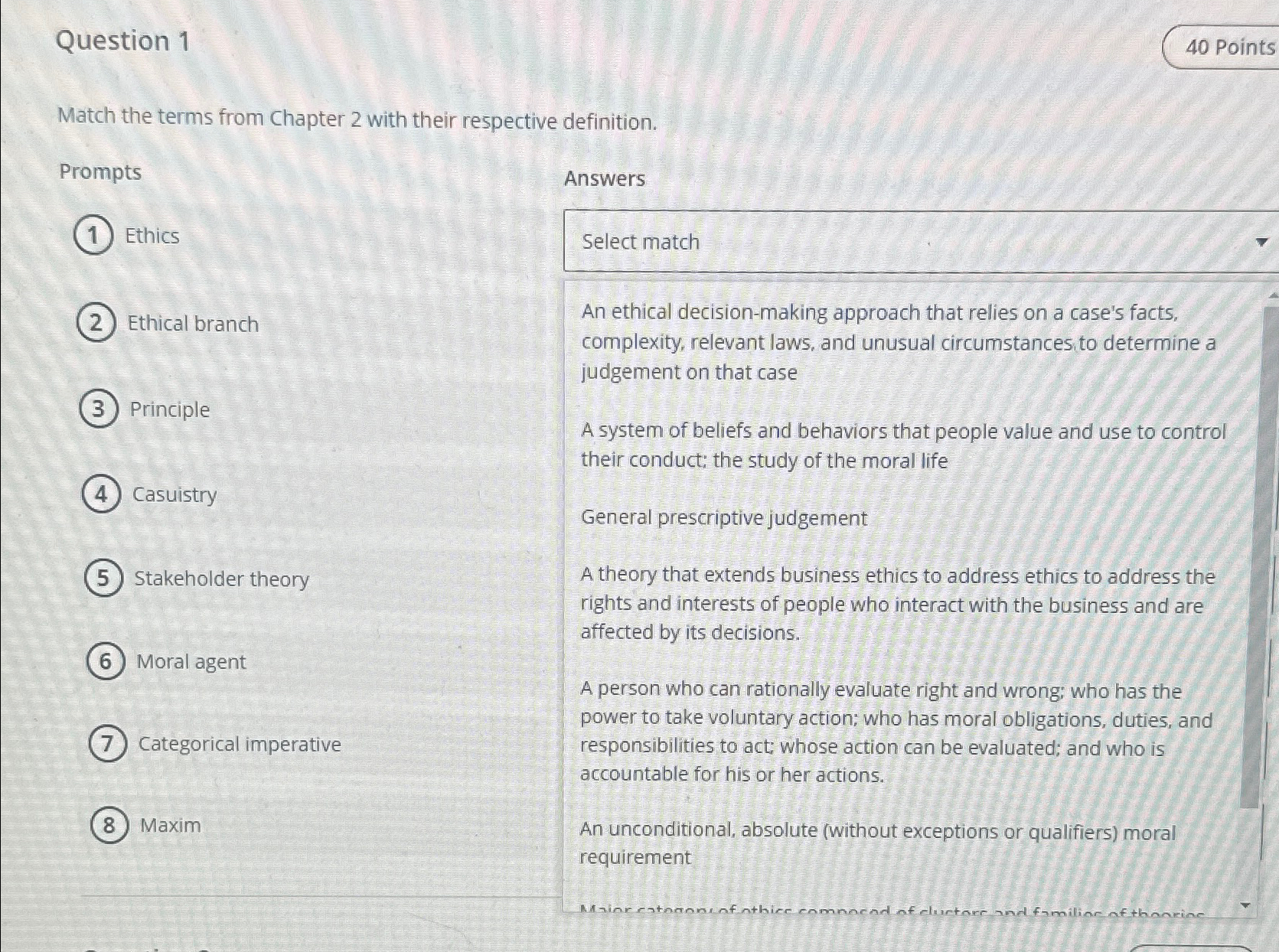 Solved Question 140 ﻿PointsMatch the terms from Chapter 2 | Chegg.com