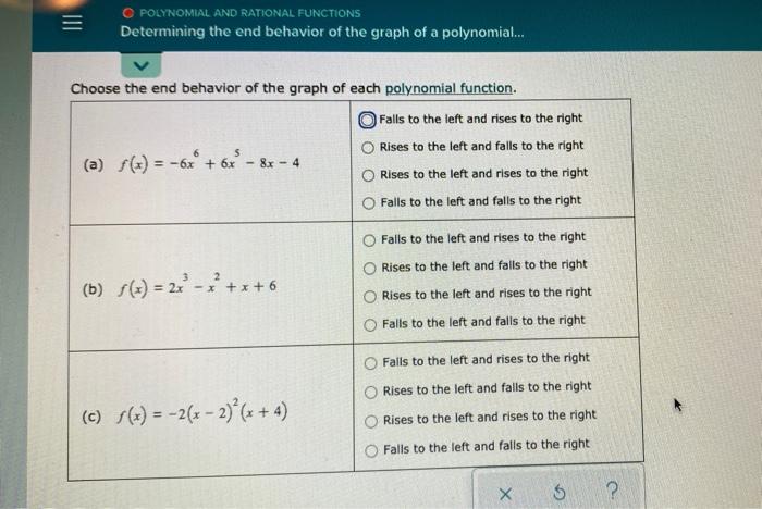 Solved = C POLYNOMIAL AND RATIONAL FUNCTIONS Determining the | Chegg.com