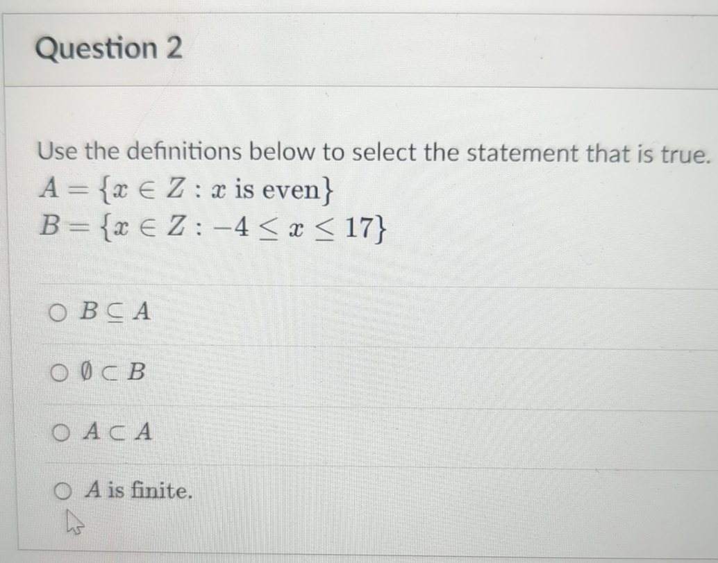 Solved Question 2Use the definitions below to select the | Chegg.com