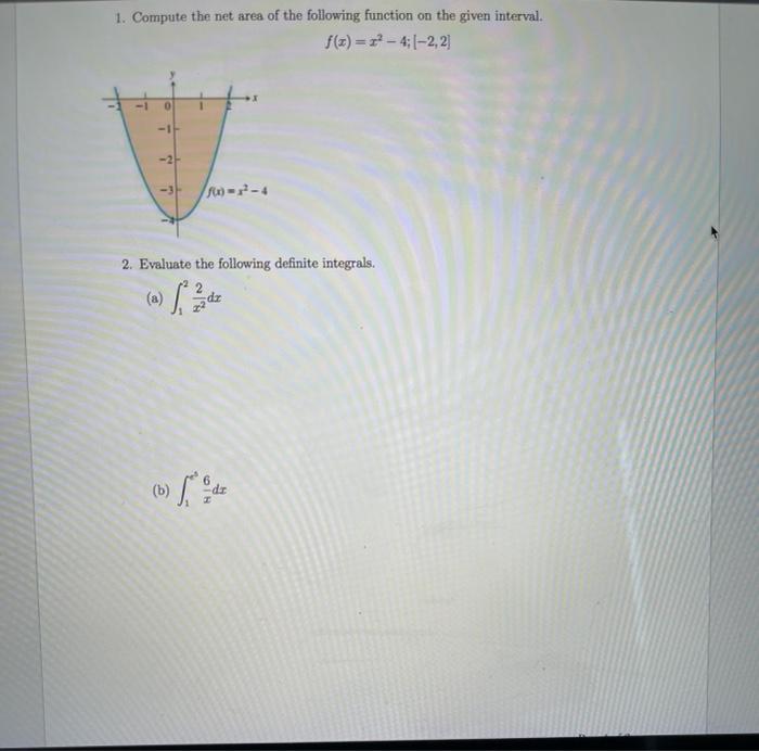 Solved 1. Compute the net area of the following function on | Chegg.com