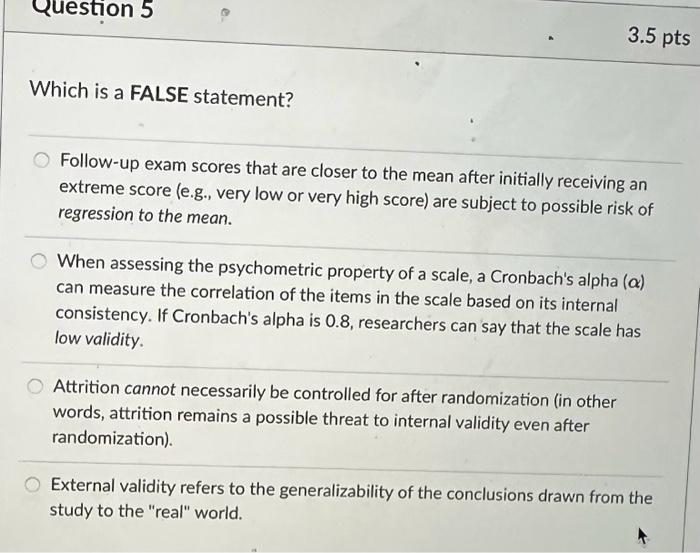 Which is a FALSE statement? Follow-up exam scores | Chegg.com