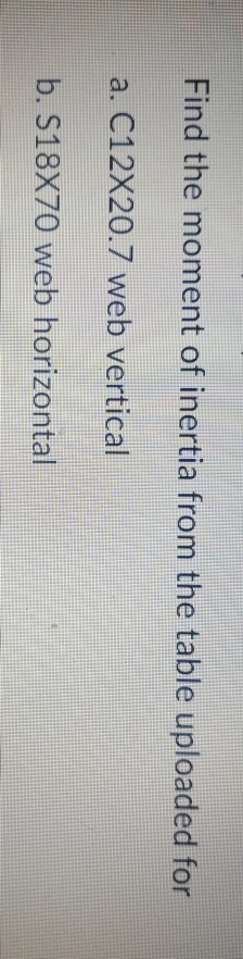 Solved Find the moment of inertia from the table uploaded | Chegg.com