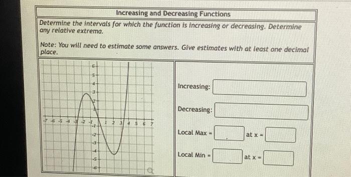 Solved Increasing and Decreasing Functions Determine the | Chegg.com