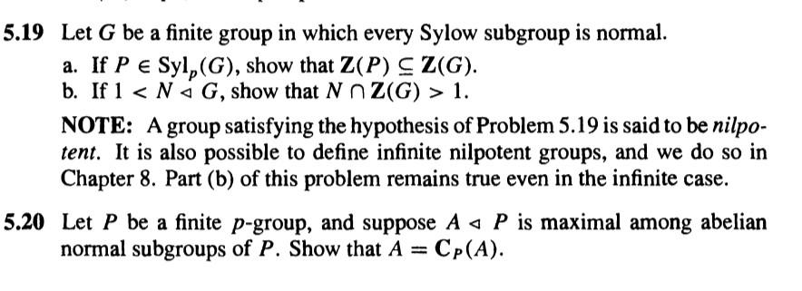 Solved 5.19 Let G be a finite group in which every Sylow | Chegg.com