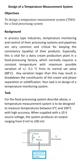 Design of a Temperature Measurement System Objectives | Chegg.com